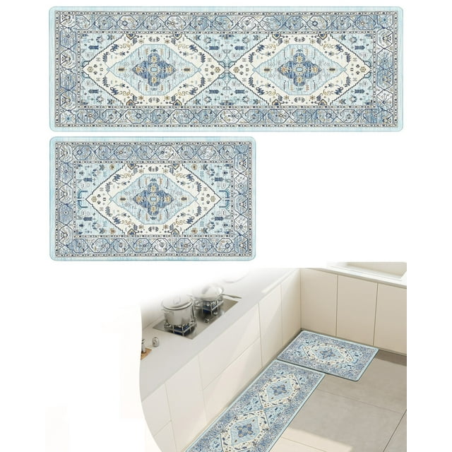 "Yamaziot 2-Piece Memory Foam Kitchen Rug Runner Set, Anti-Fatigue, Non ...
