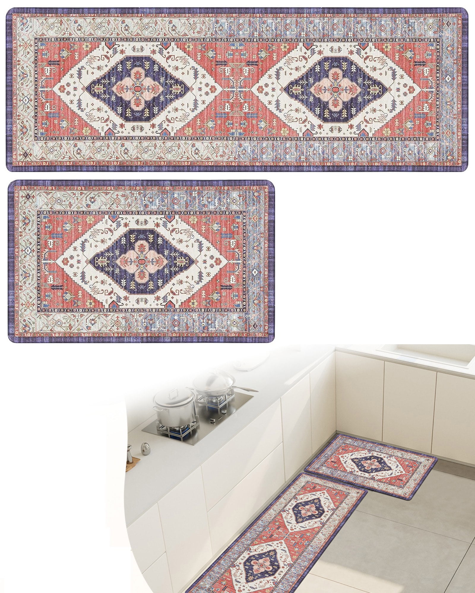 "Yamaziot 2-Piece Kitchen Rugs Set, Anti-Fatigue, Non-Slip, Waterproof ...