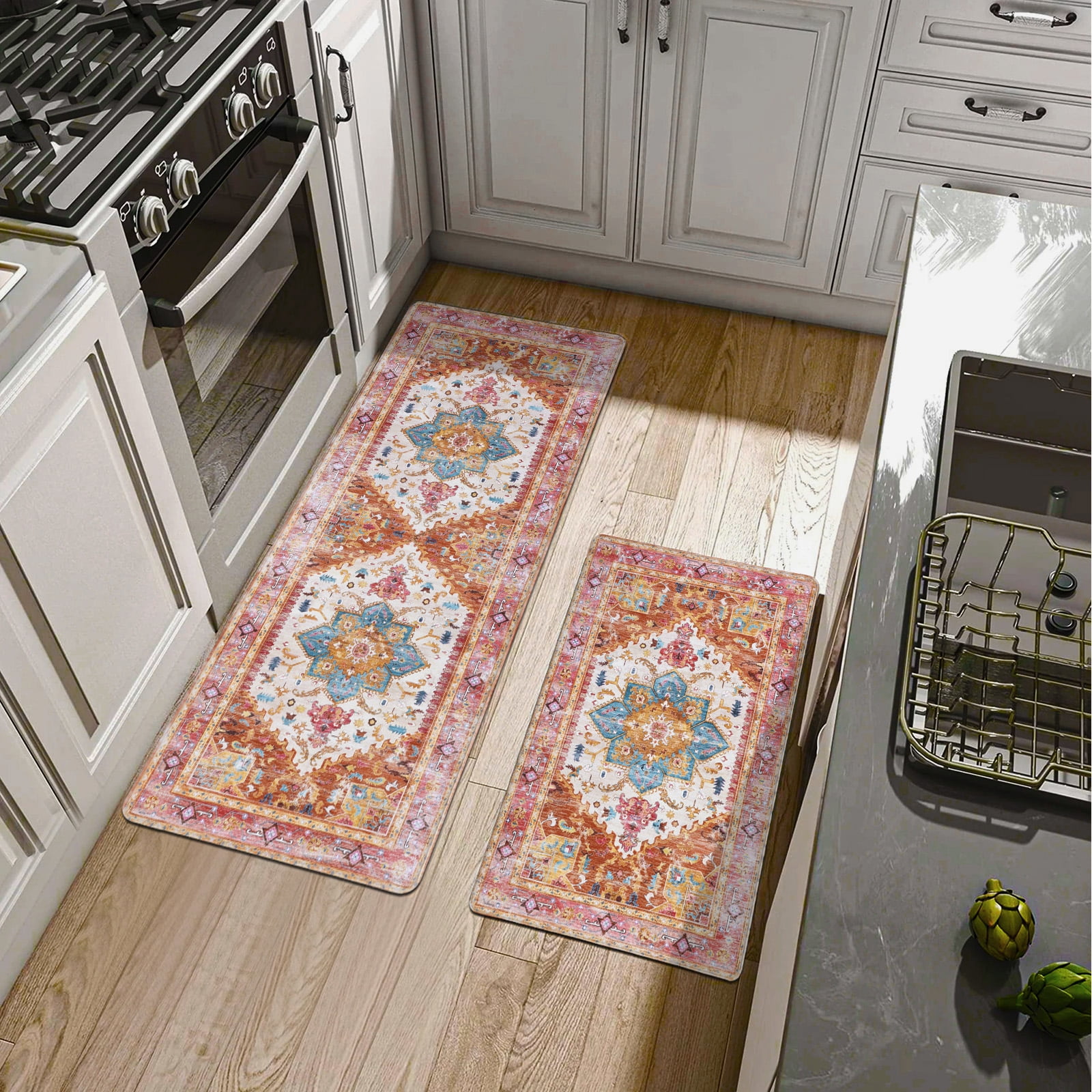 Kitchen Rugs and Runners Set of 2, Yamaziot Anti Fatigue Non Skid ...