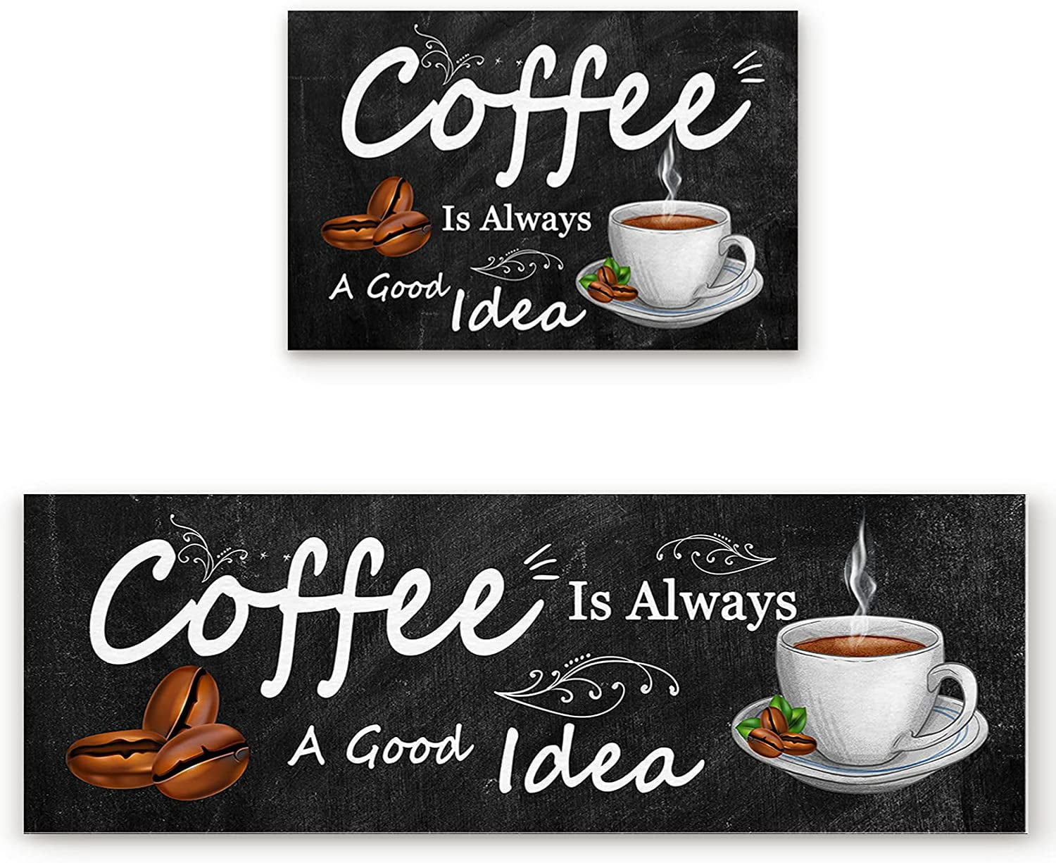 Kitchen Rugs Set of 2 Coffee Theme Kitchen Mats Rugs Non Skid Washable ...