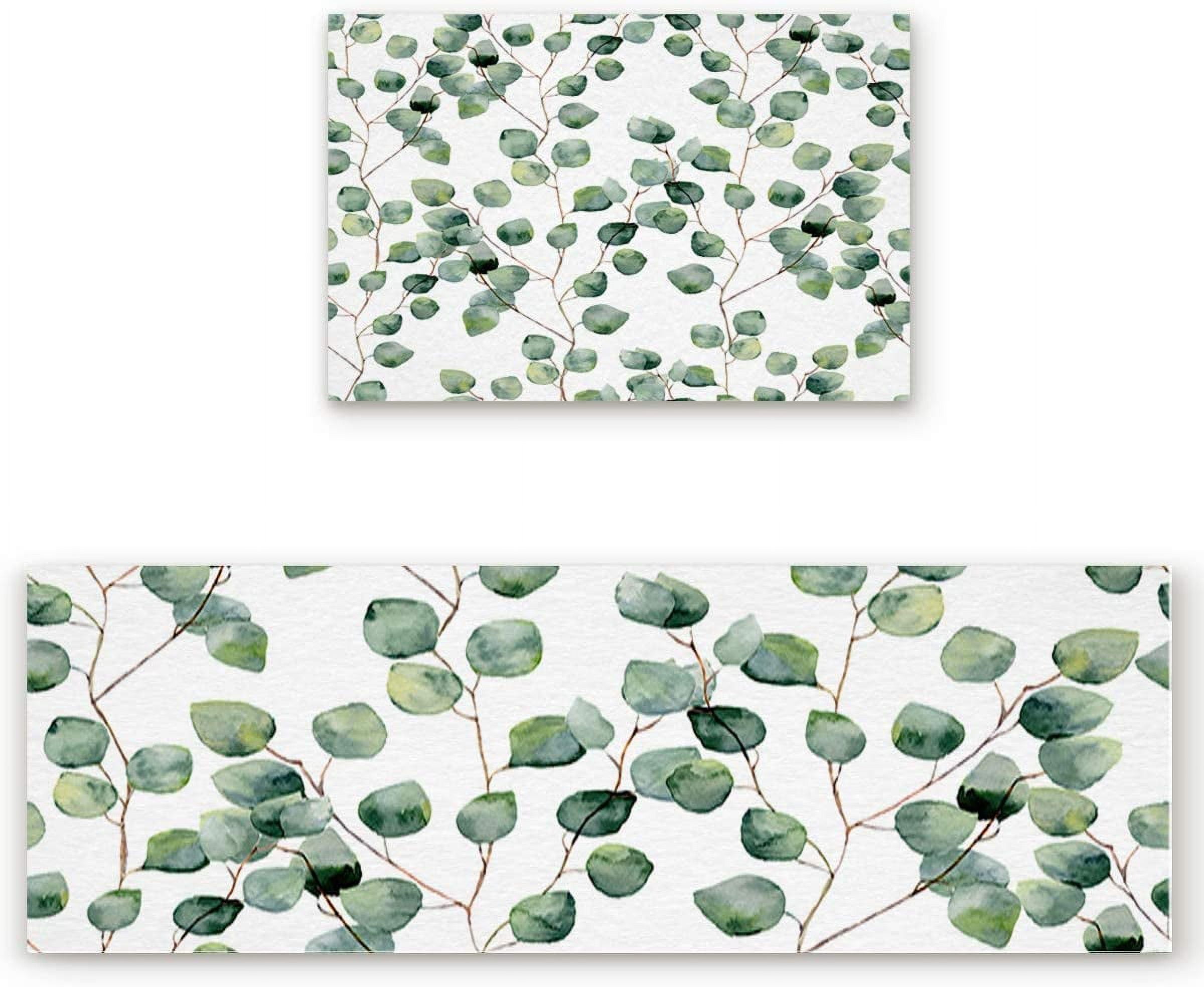 Kitchen Rugs Set of 2 Watercolor Vines Kitchen Mats Rugs Non Skid ...