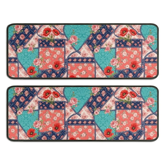 Kitchen Rugs Sets Of 2,Pioneer Flower Floral Print Pattern Anti Fatigue ...