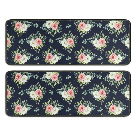 Kitchen Rugs Sets Of 2,Pioneer Flower Floral Print Pattern Anti Fatigue ...