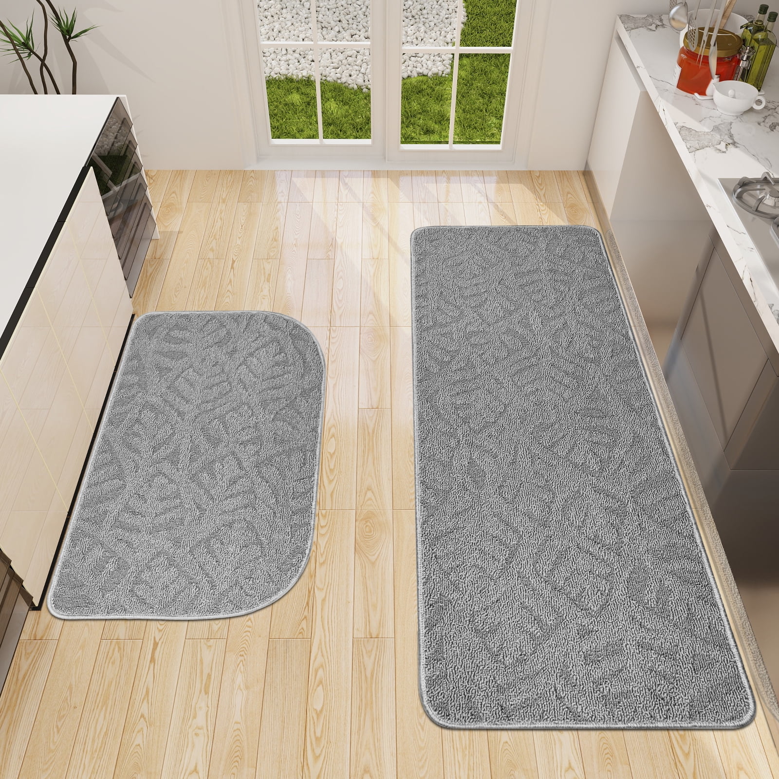 Kitchen Rugs Sets of 2, Anti-Slip Absorbent Kitchen Mats Set, Indoor ...