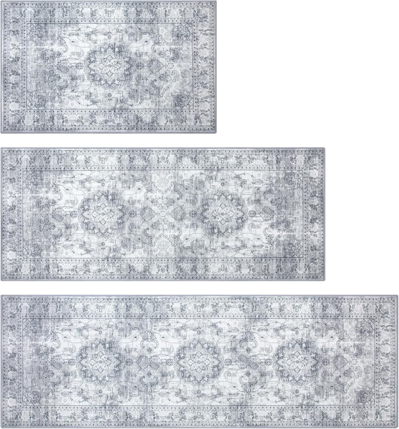 Kitchen Rugs Sets of 3 Grey Kitchen Mats 3 Piece SetKitchen Runner Rugs ...