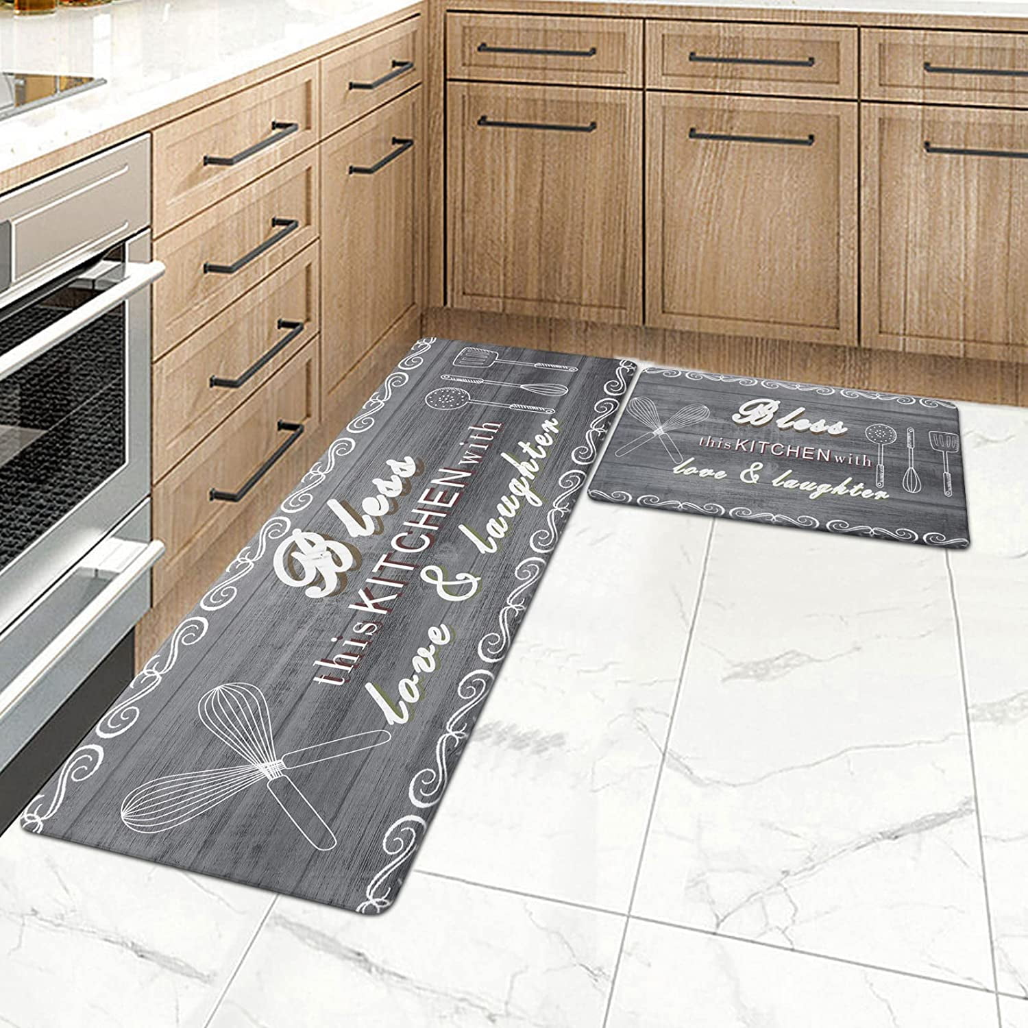 "Yamaziot Anti-Fatigue Kitchen Rugs and Mats, 17""x47""+17""x28 ...