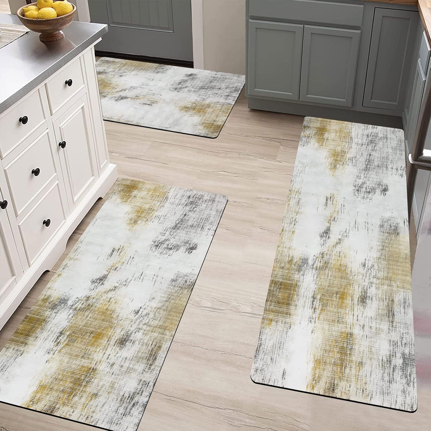 Kitchen Rugs, Yamaziot Kitchen Runner Rugs and Mats Set of 3, Non Skid ...
