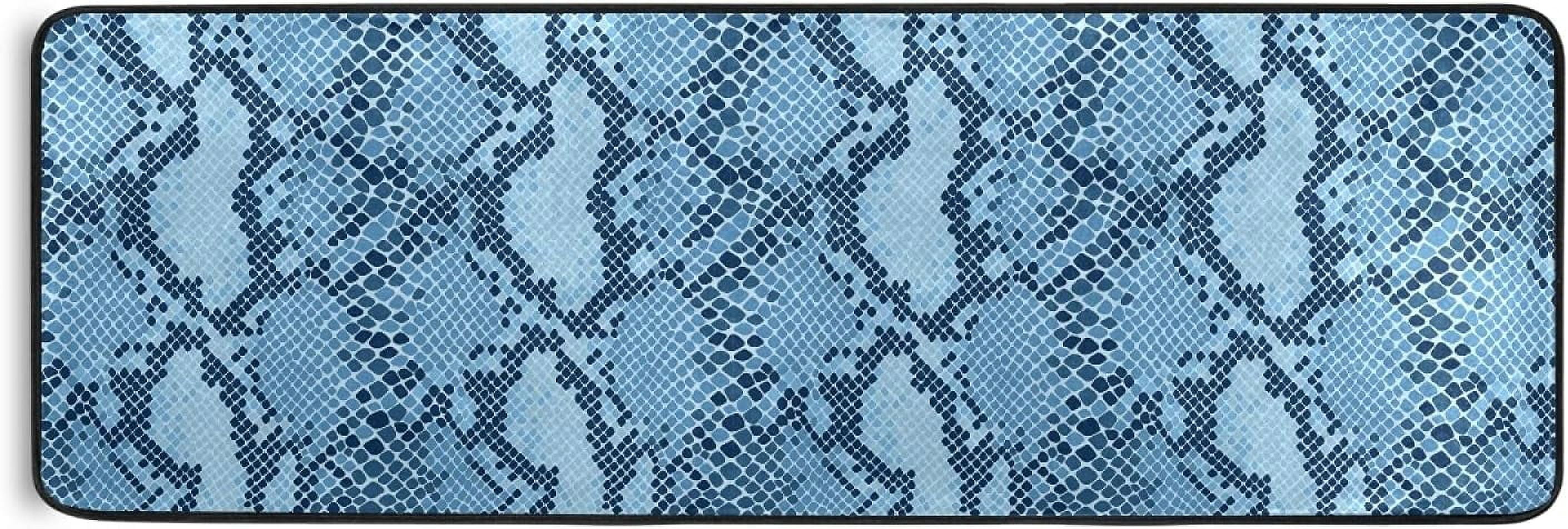 Kitchen Rugs and Mats Non-Skid Washable Runner Rugs Blue Snake Skin ...