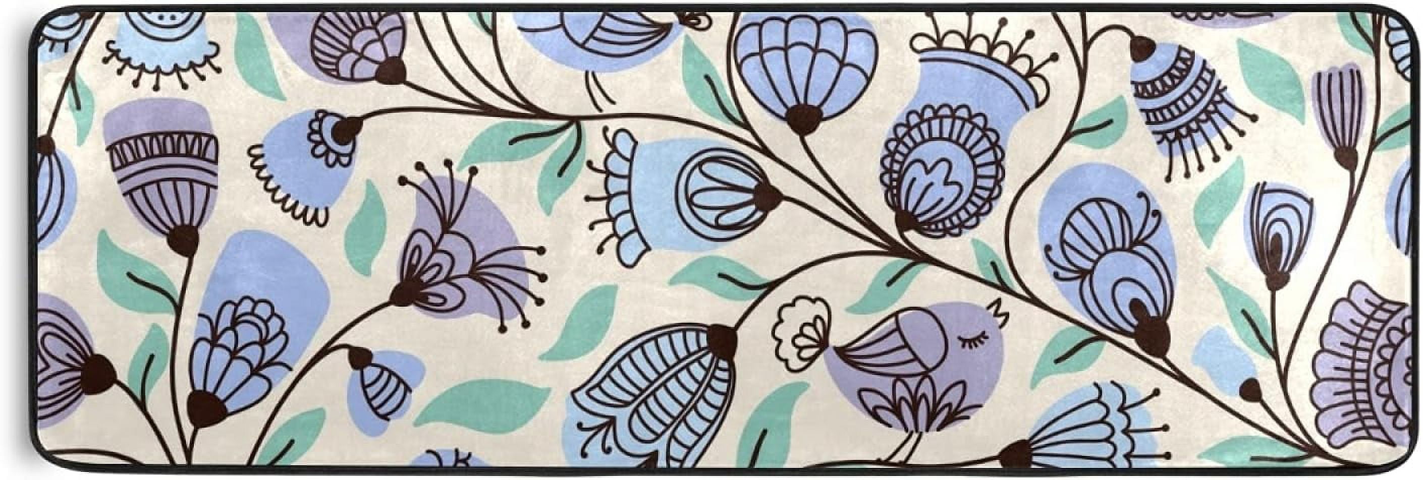 Kitchen Rugs and Mats Non-Skid Washable Runner Rugs Flower-Fon ...