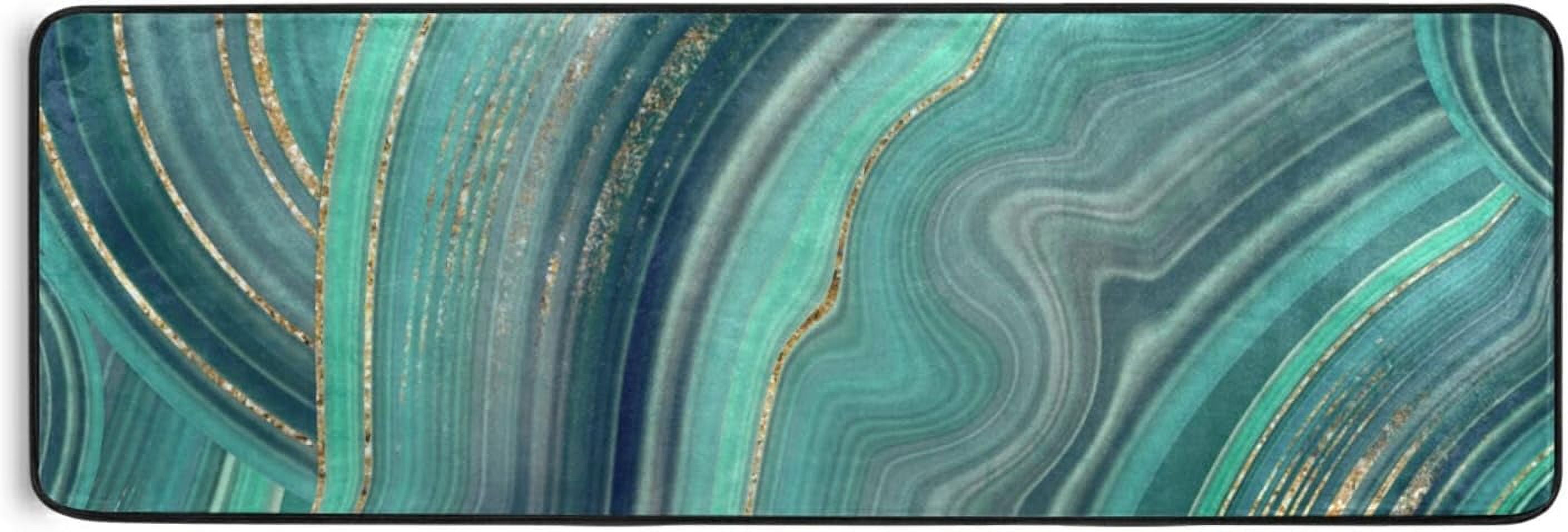 Kitchen Rugs and Mats Non-Skid Washable Runner Rugs Green and Gold ...