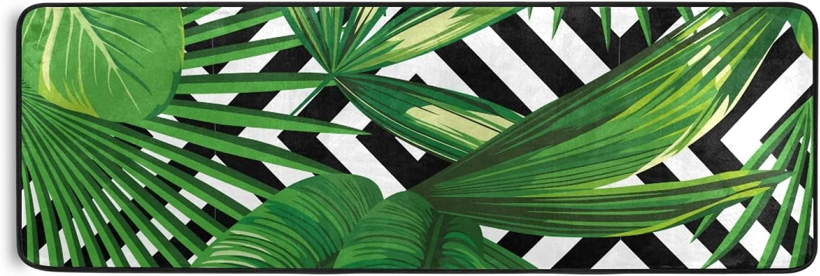 Kitchen Rugs and Mats Non-Skid Washable Runner Rugs Tropical Palm ...