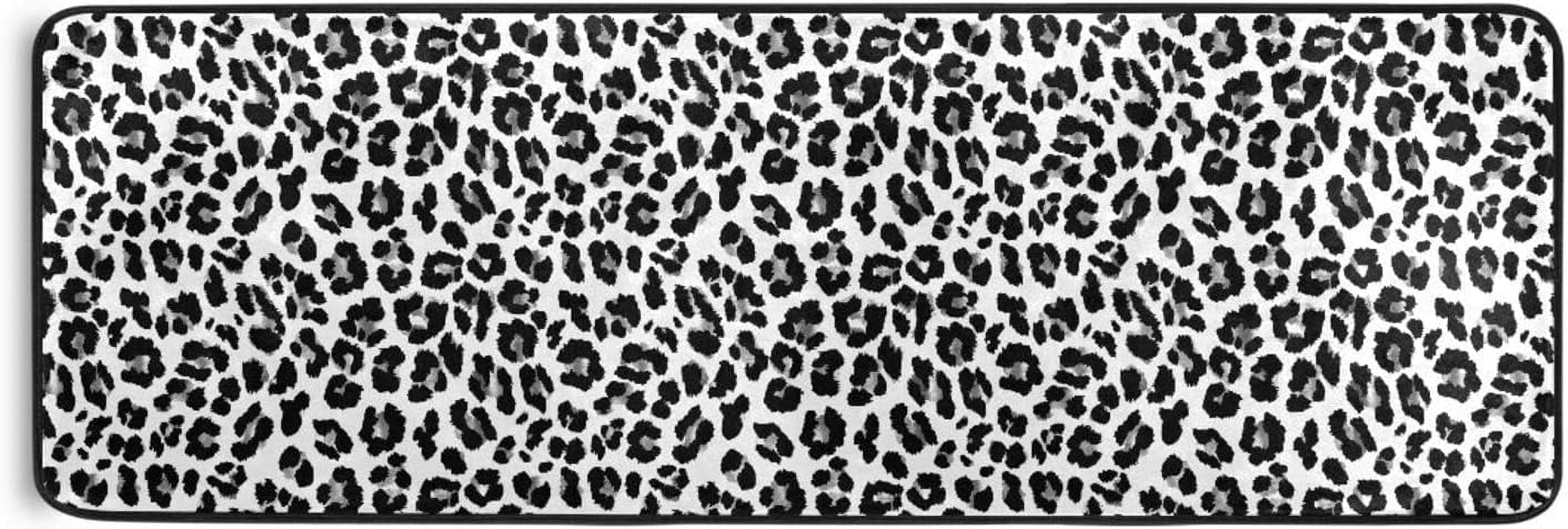 Kitchen Rugs and Mats Non-Skid Washable Runner Rugs White Leopard Black ...