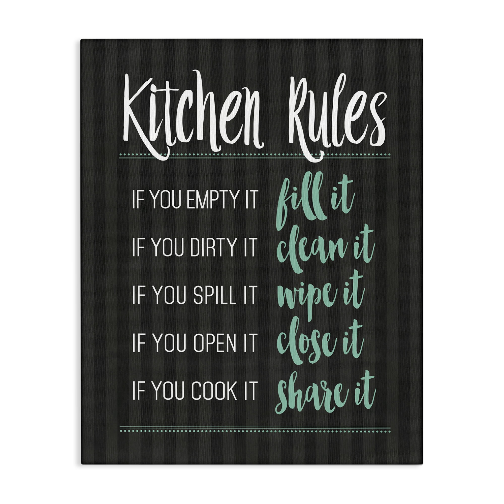Kitchen Rules Black & Green Canvas Wall Art, design by Lettered and ...