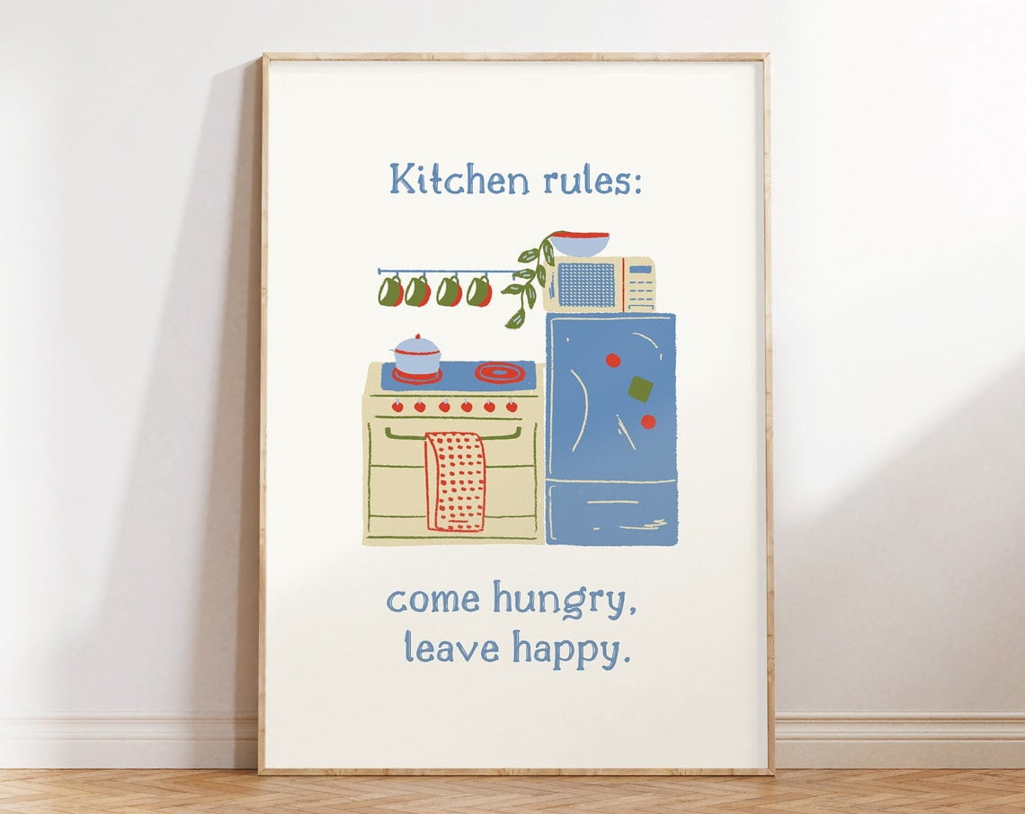 Kitchen Rules, Colorful Kitchen Poster, Kitchen Quote Dining Room ...