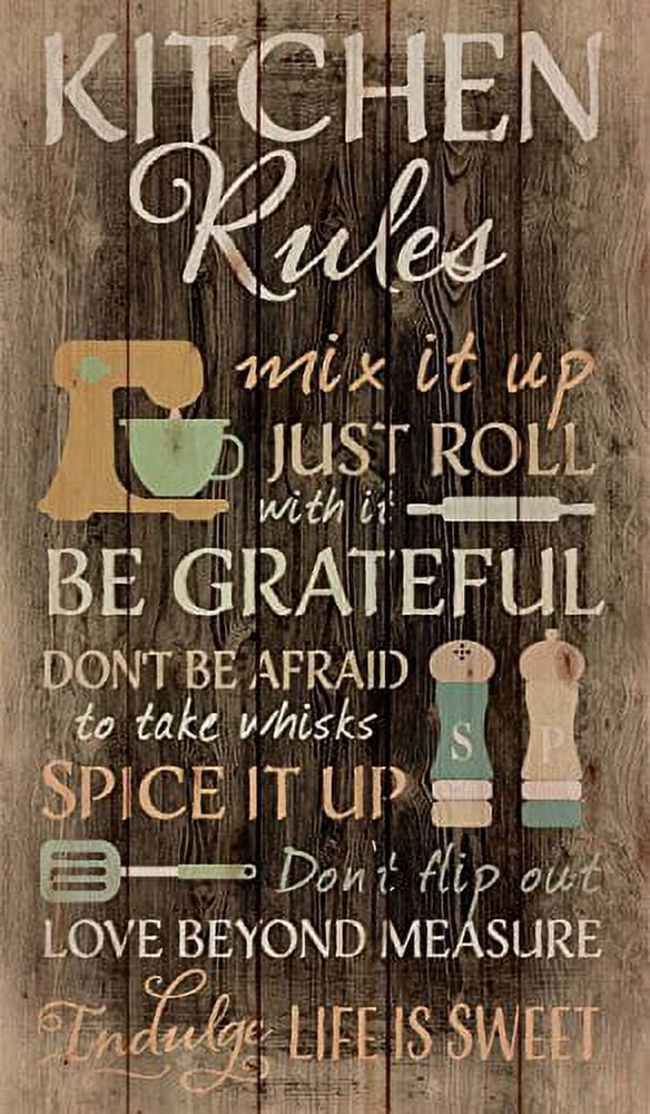 Kitchen Rules Distressed 24 x 14 Wood Pallet Wall Art Sign Plaque ...