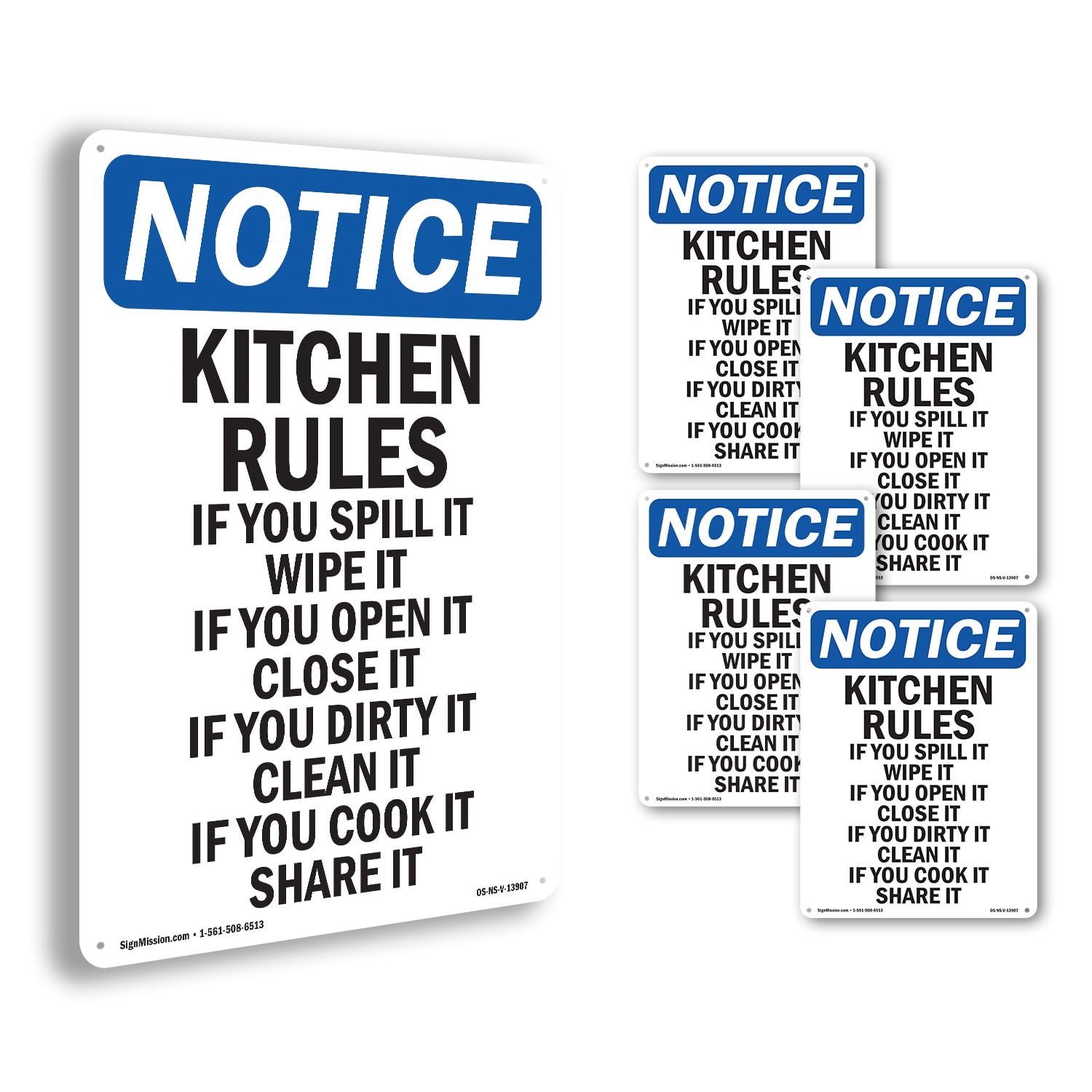 Kitchen Rules If You Spill It OSHA Notice Aluminum Sign 10 Inch x 7 ...