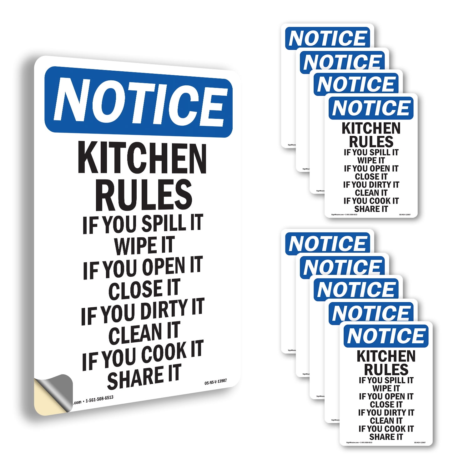 Kitchen Rules If You Spill It OSHA Notice Vinyl Decal Label 18 Inch x ...