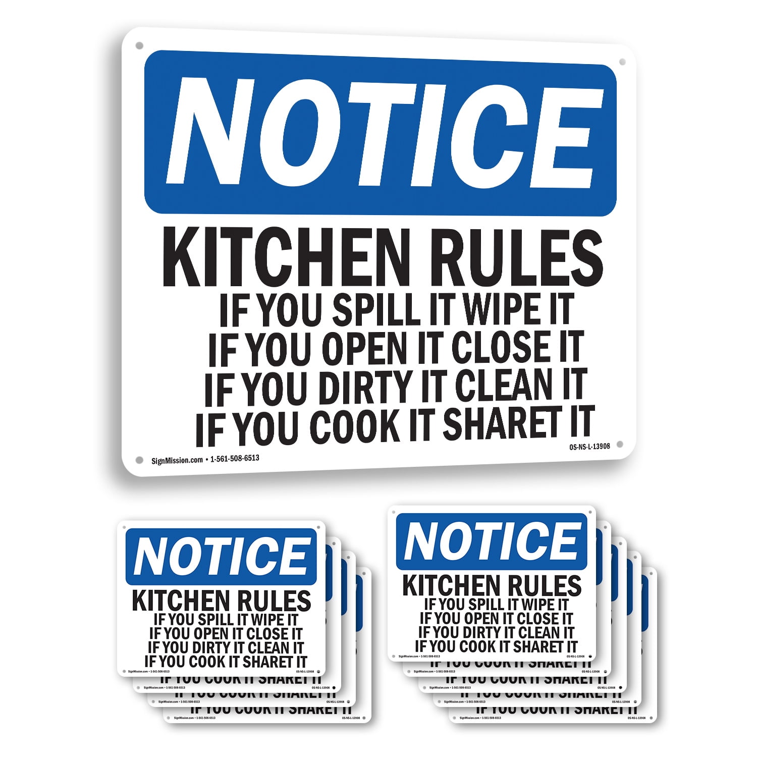 Kitchen Rules If You Spill It Wipe It If OSHA Notice Aluminum Sign 24 ...