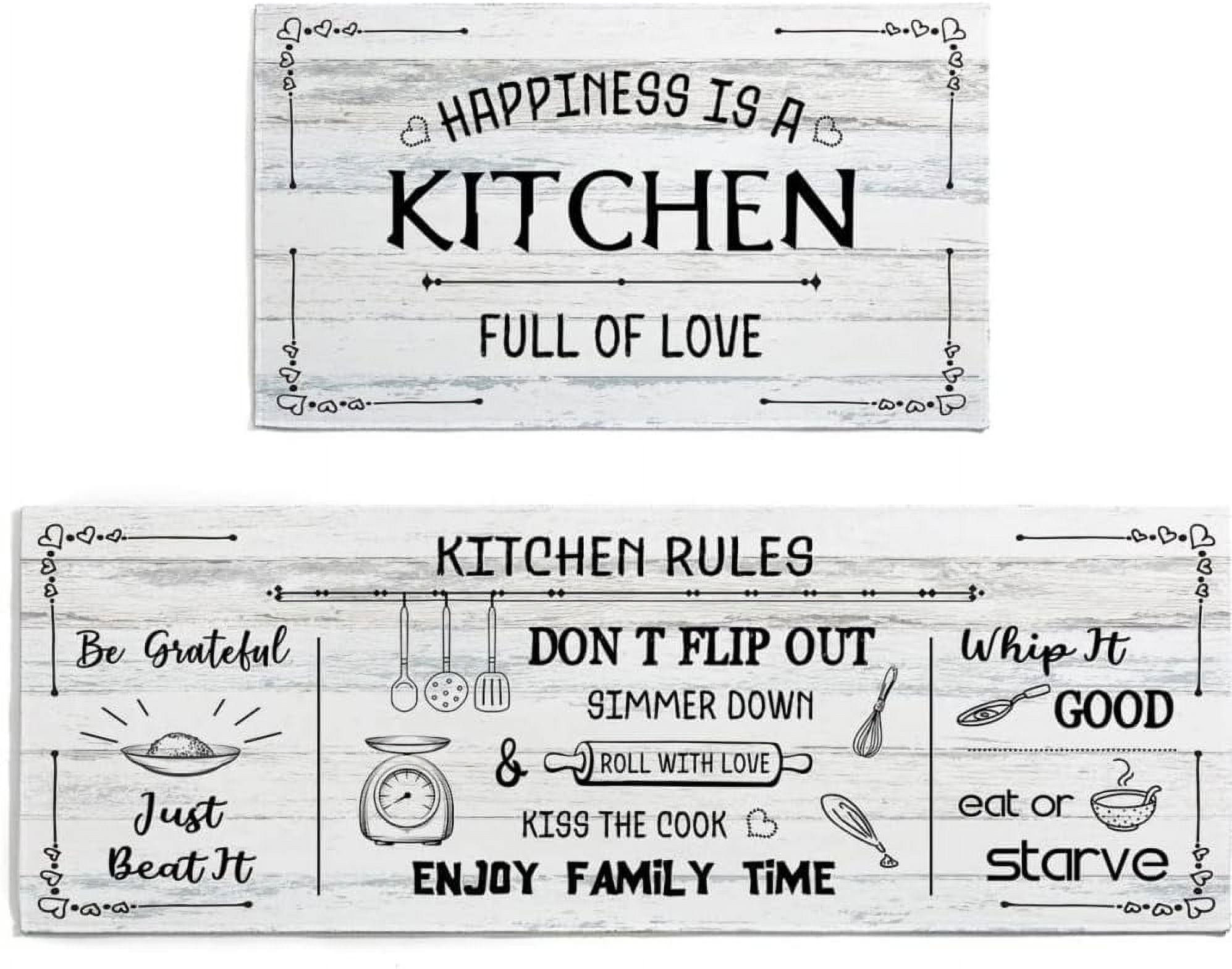 Kitchen Rules Kitchen Mats Set of 2 Farmhouse Kitchen Mats Washable ...