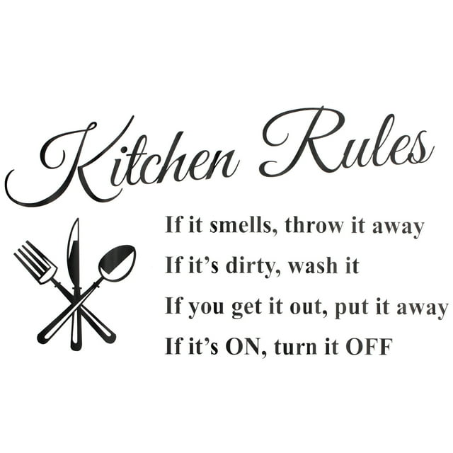Peel & Stick Kitchen Rules Words Removable Wall Sticker, PVC Mural Art ...