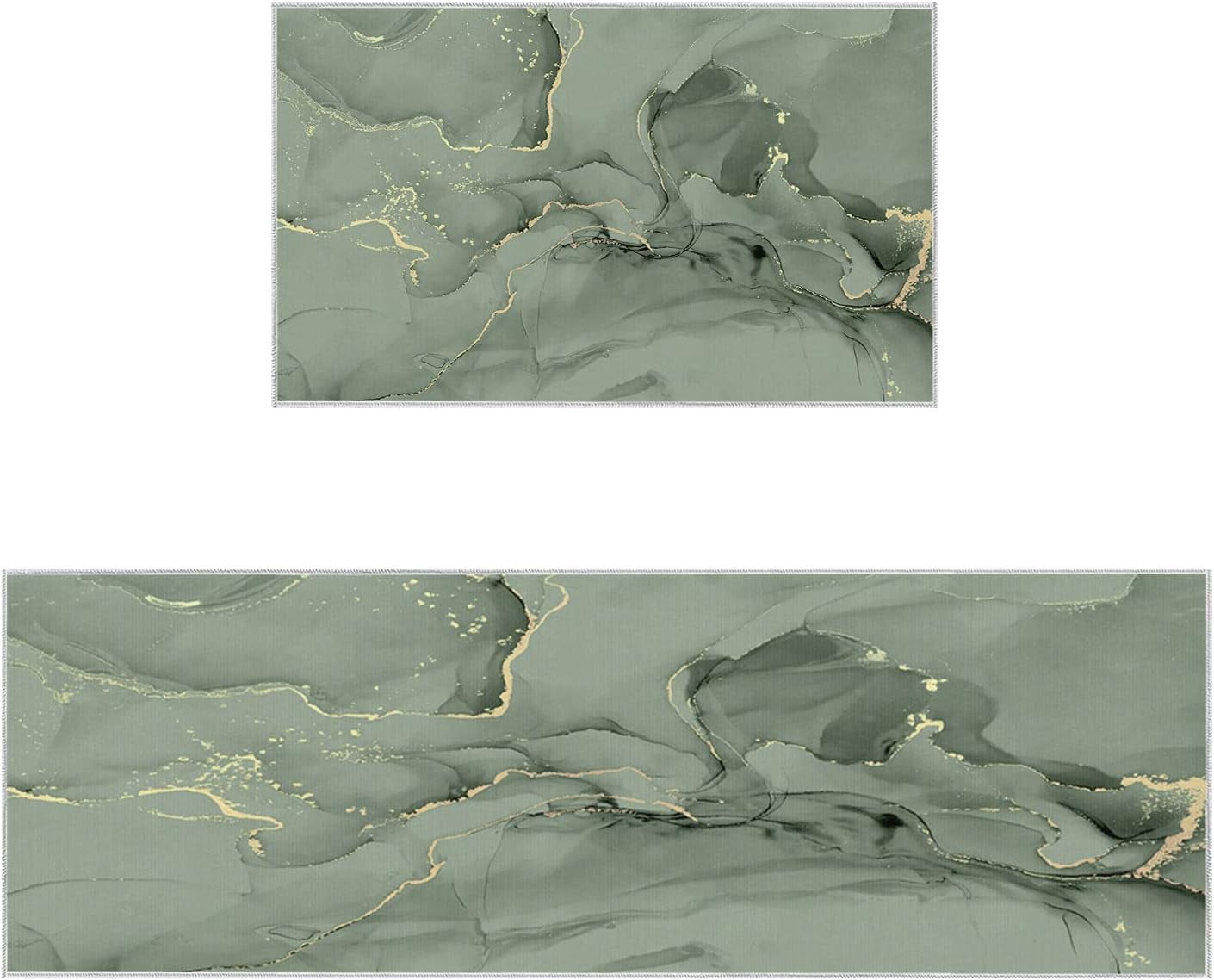 Kitchen Runner Rug, Marble Sage Green Abstract Non Slip Runner Carpet ...