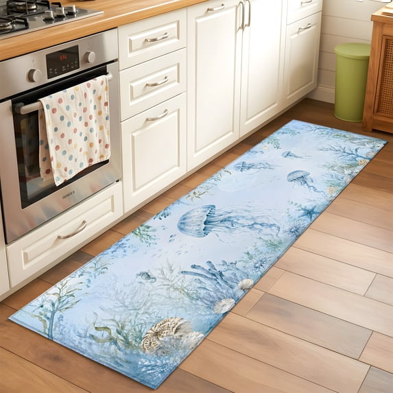 Kitchen Runner Rug Summer Marine Life Jellyfish Runner Rugs for Bedroom ...