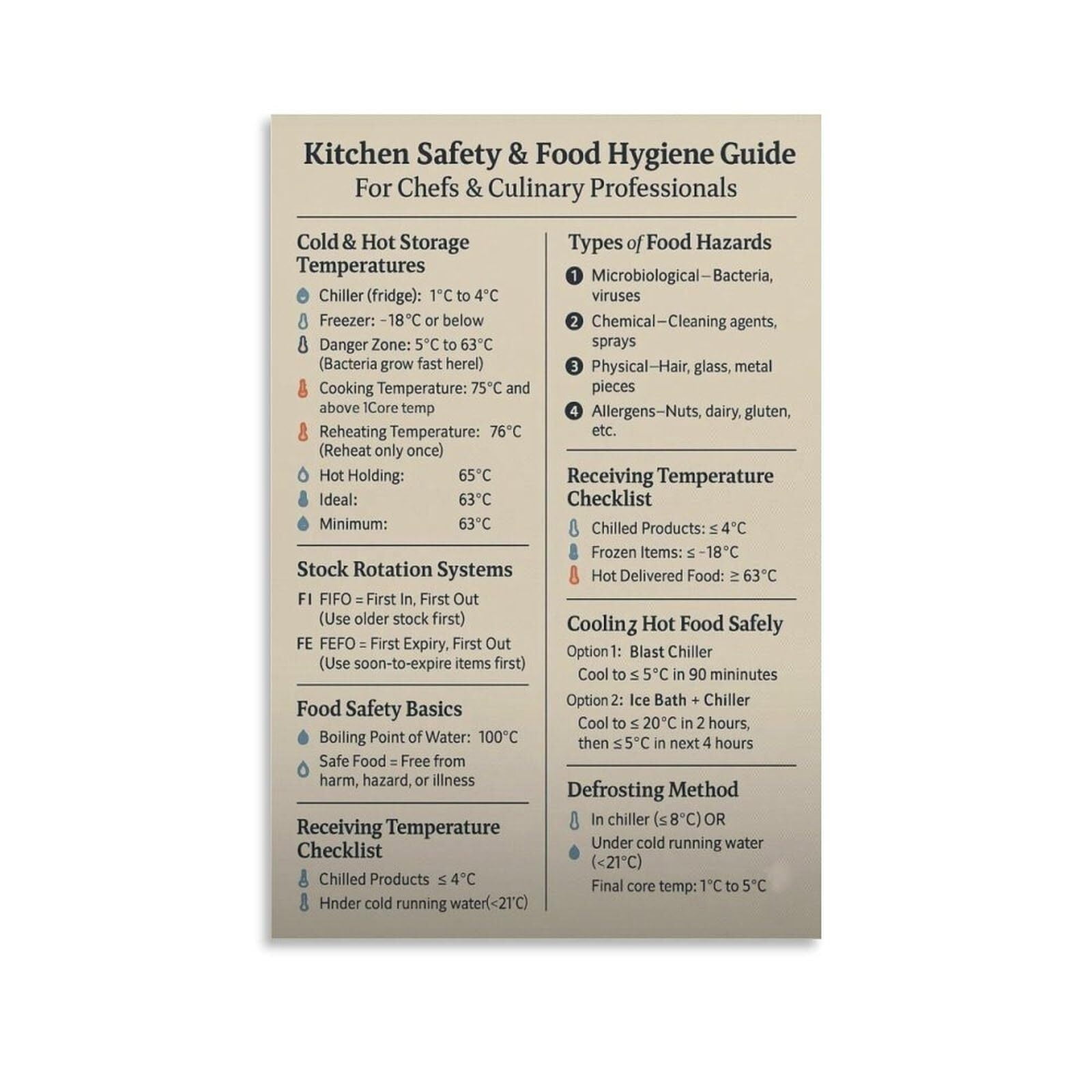Kitchen Safety & Food Hygiene Guide Poster Canvas for Living Room ...
