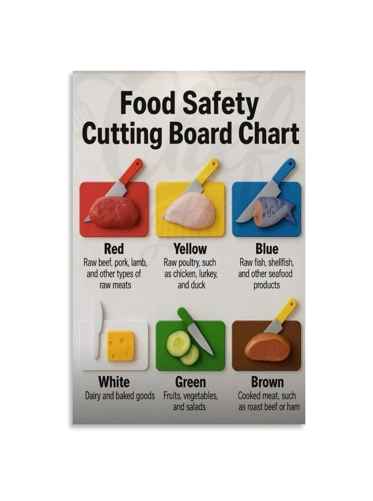 Kitchen Safety Poster Cutting Board Color System Chart Canvas Painting ...