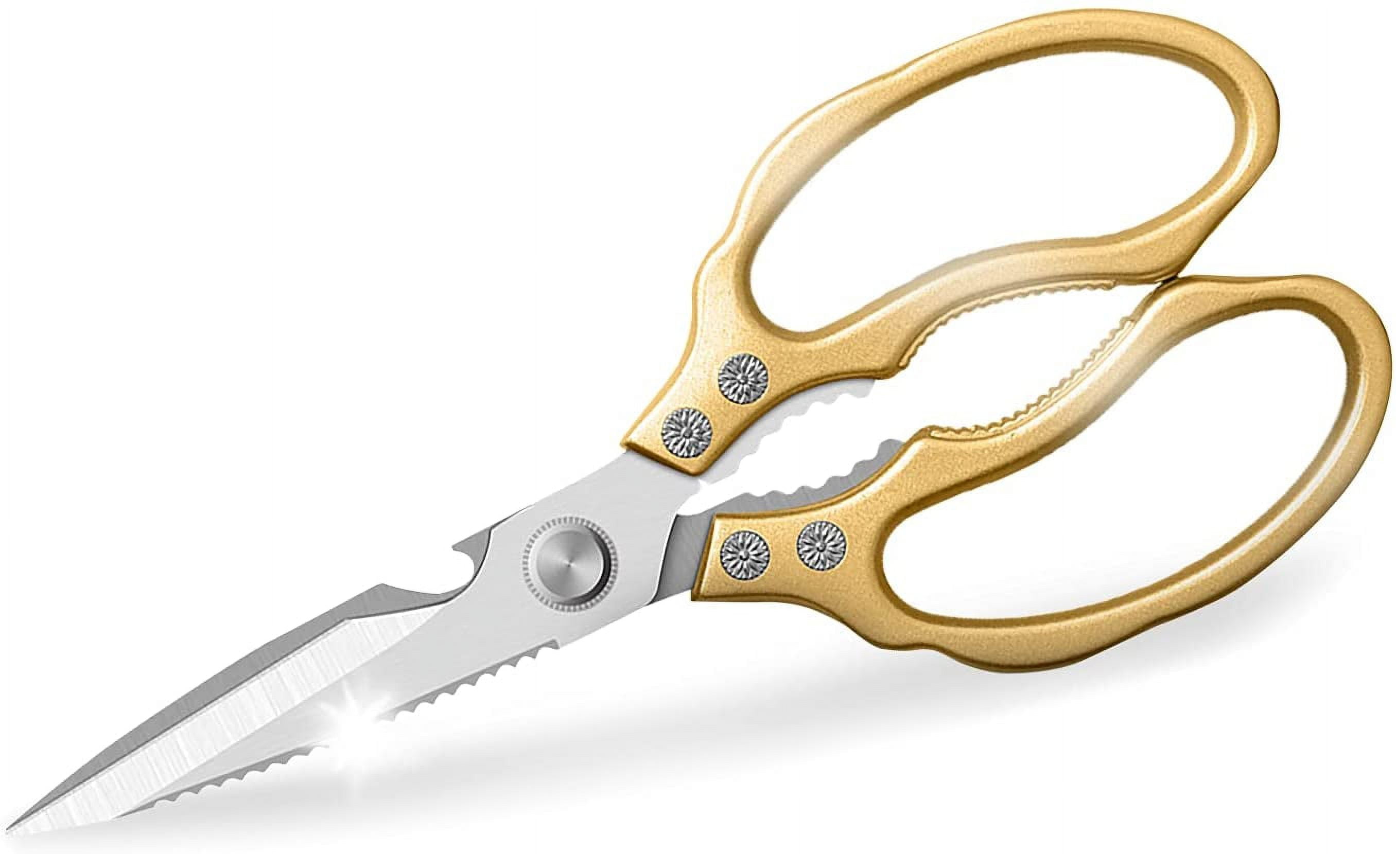 Kitchen Scissors, Heavy Duty Sharp Kitchen Shears Dishwasher Safe,Gold ...