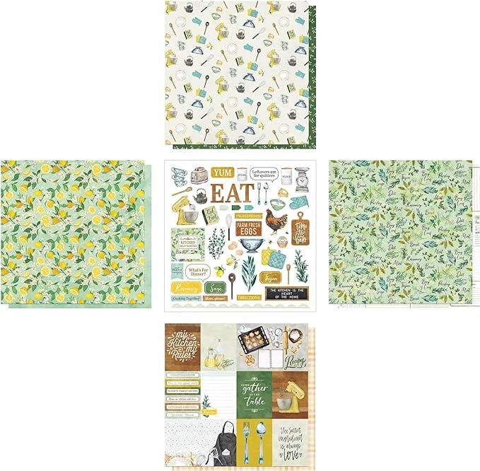 Kitchen Scrapbook Paper - Cooking Scrapbook Kit Cardstock with Kitchen ...