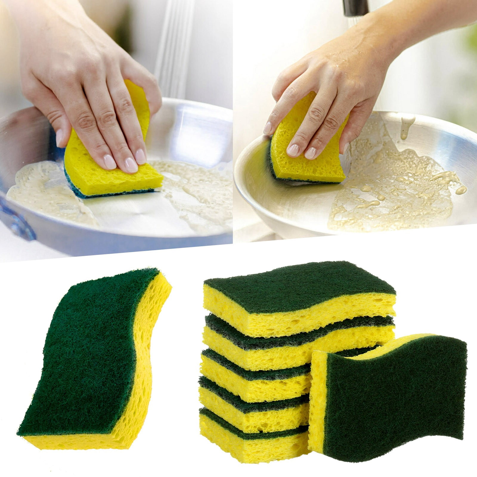 Kitchen Scrub Sponge, 6 Pack-Kitchen Cleaning Sponges, Non-Scratch ...