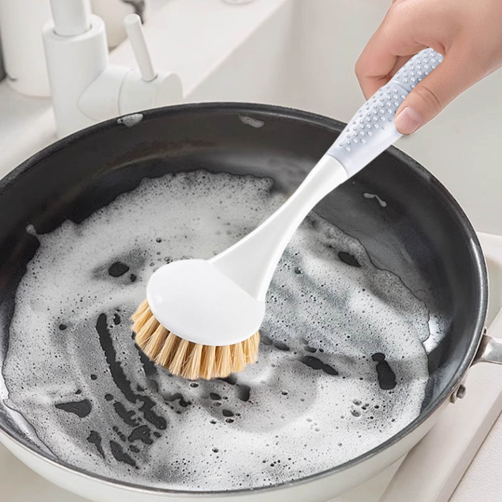 Kitchen Scrubber Brush,Sisal Bristle Dish Brush,Handle Brush for Pots ...