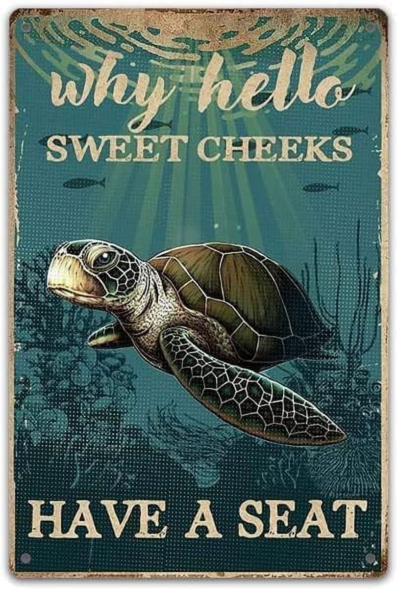 Kitchen Sea Turtle How Vertical Poster, Funny Turtle Art, Bathroom Wall ...