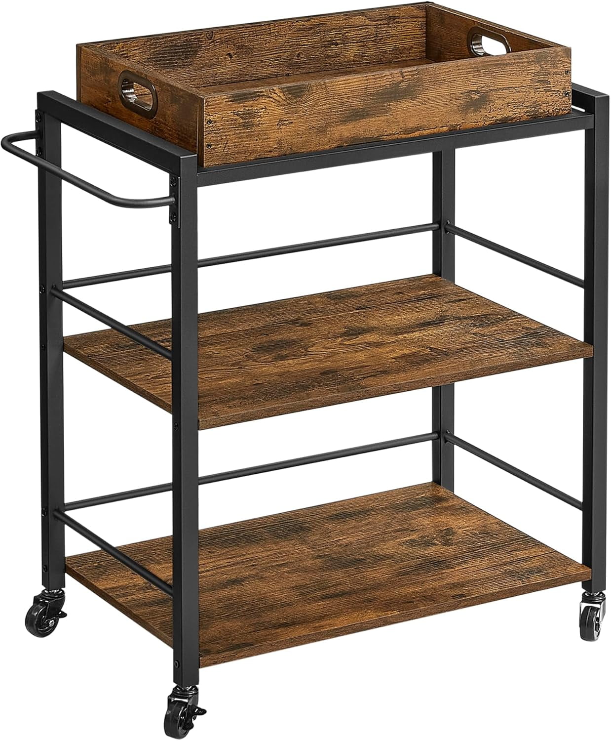 Kitchen Serving Cart with Removable Tray, 3-Tier Kitchen Utility Cart ...