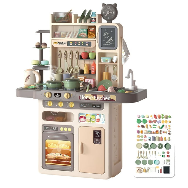 Kitchen Set for Kids 87 Pcs Gray, Big Modern Kitchen Set for Toddlers ...