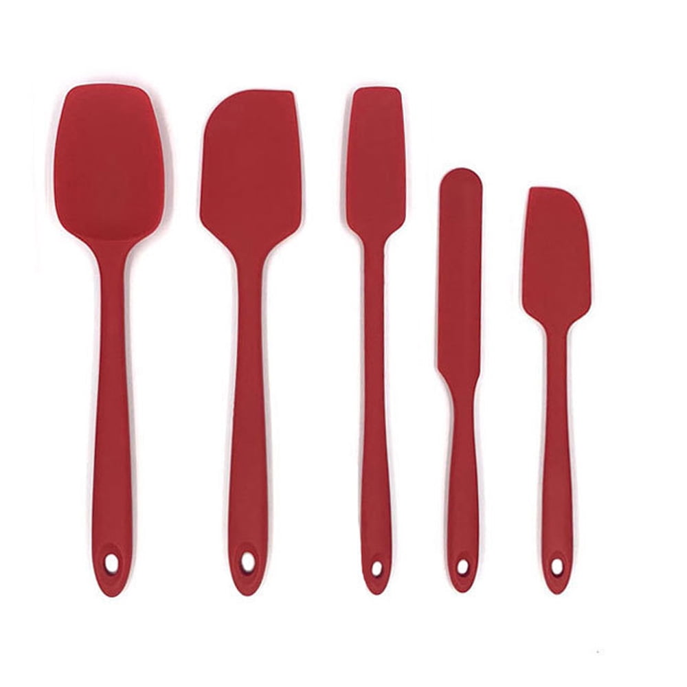 Kitchen Set of Five Grey and Black Red Silicone MINI Kitchen Utensil ...
