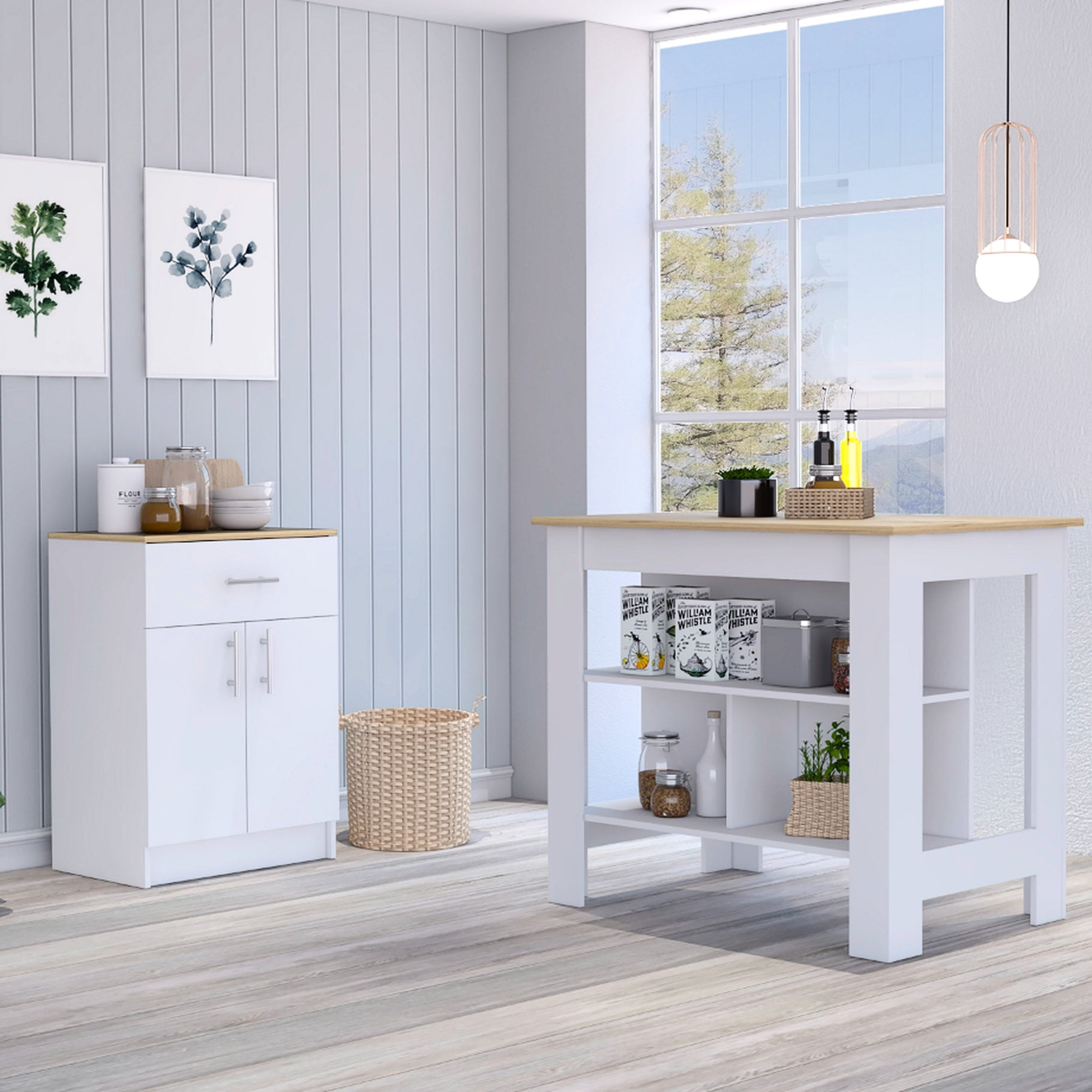 Kitchen Set with Island & Pantry | Interlocking for Stable Fit | High ...