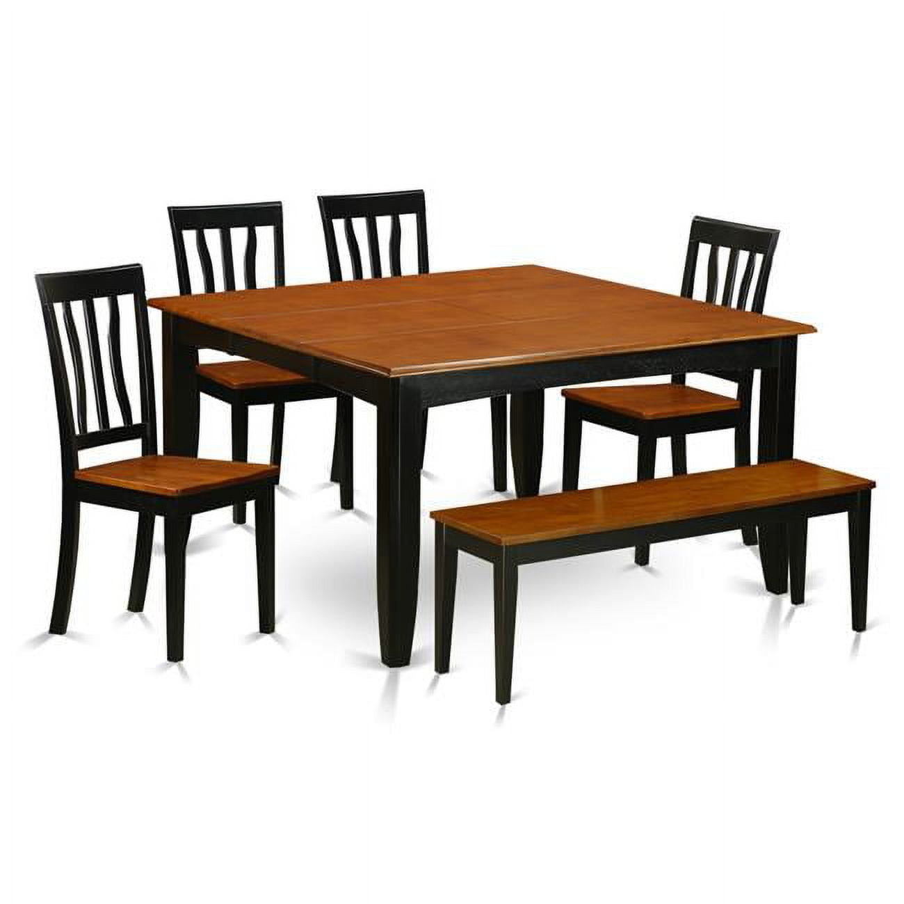 Kitchen Set with Kitchen Tables & 4 Solid Wood Chairs Plus Bench, Black ...