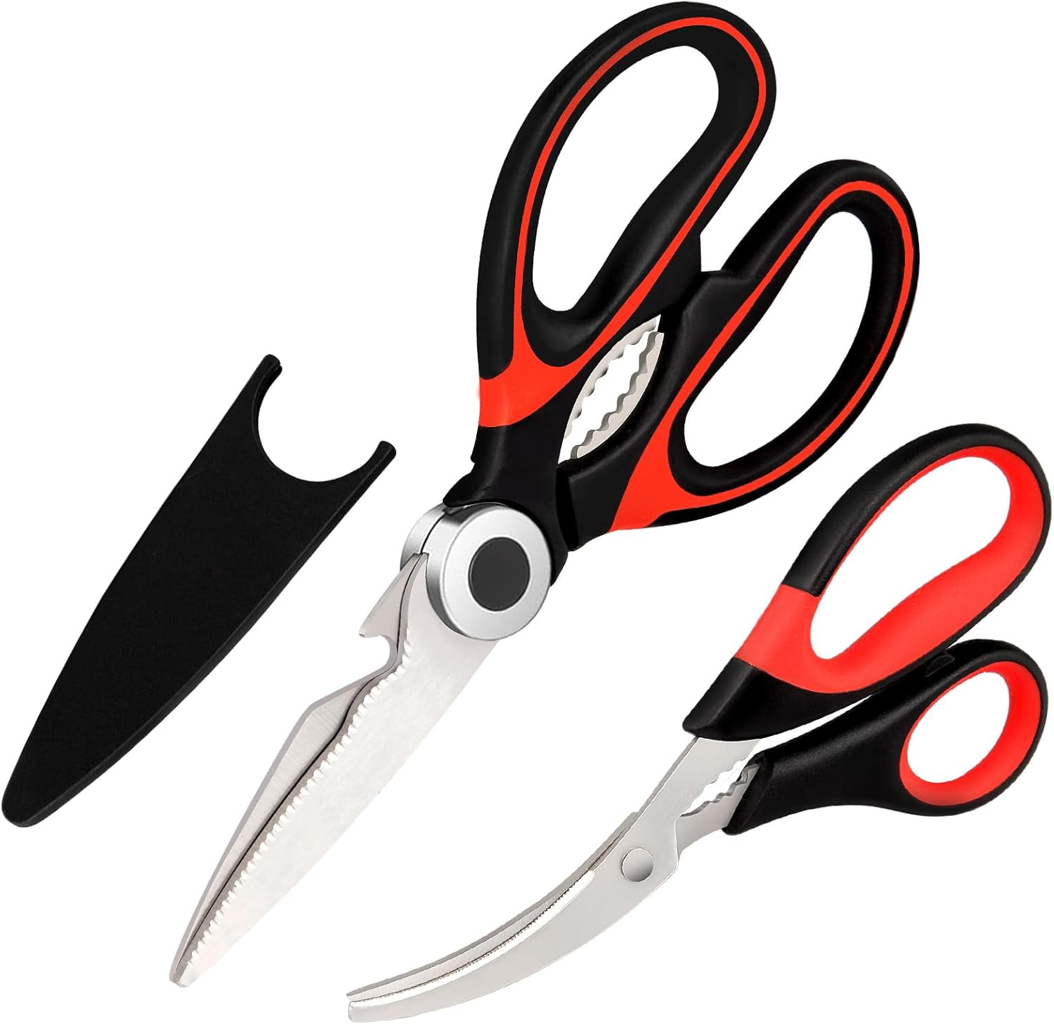 Kitchen Shears Set of 2, Heavy Duty Kitchen Scissors Seafood Scissors ...