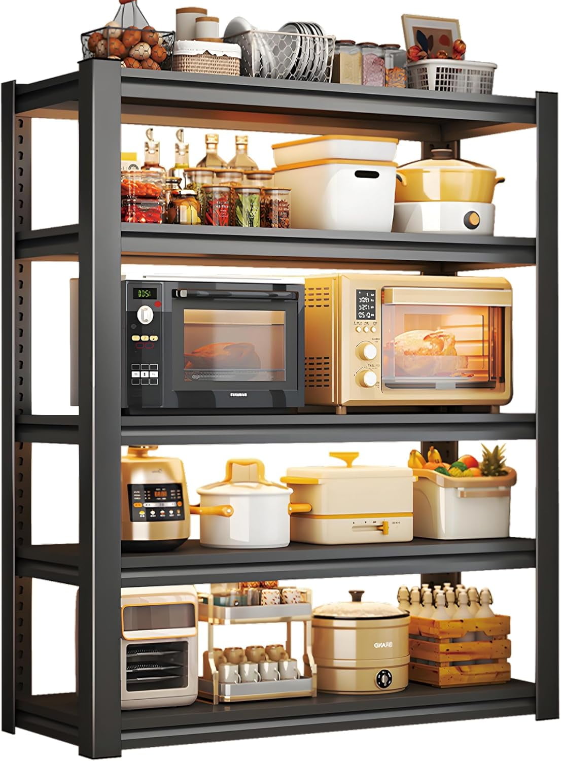 Kitchen Shelf Heavy Duty All Metal 5 Tier Adjustable Storage Shelves ...