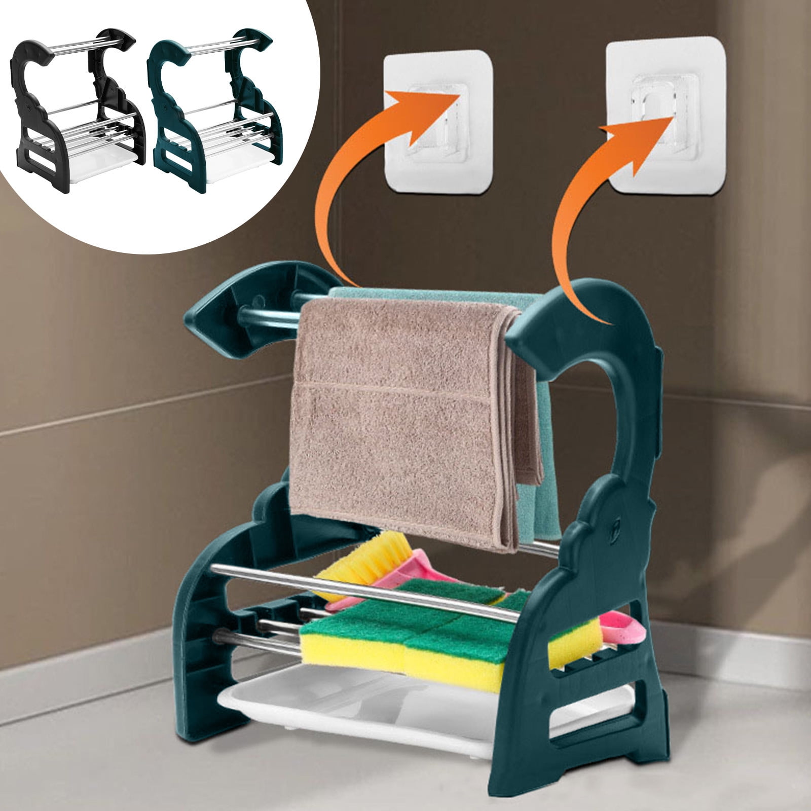 Kitchen Shelf Rag Drainer Wall Mounted Countertop Hole Frees Shelf ...