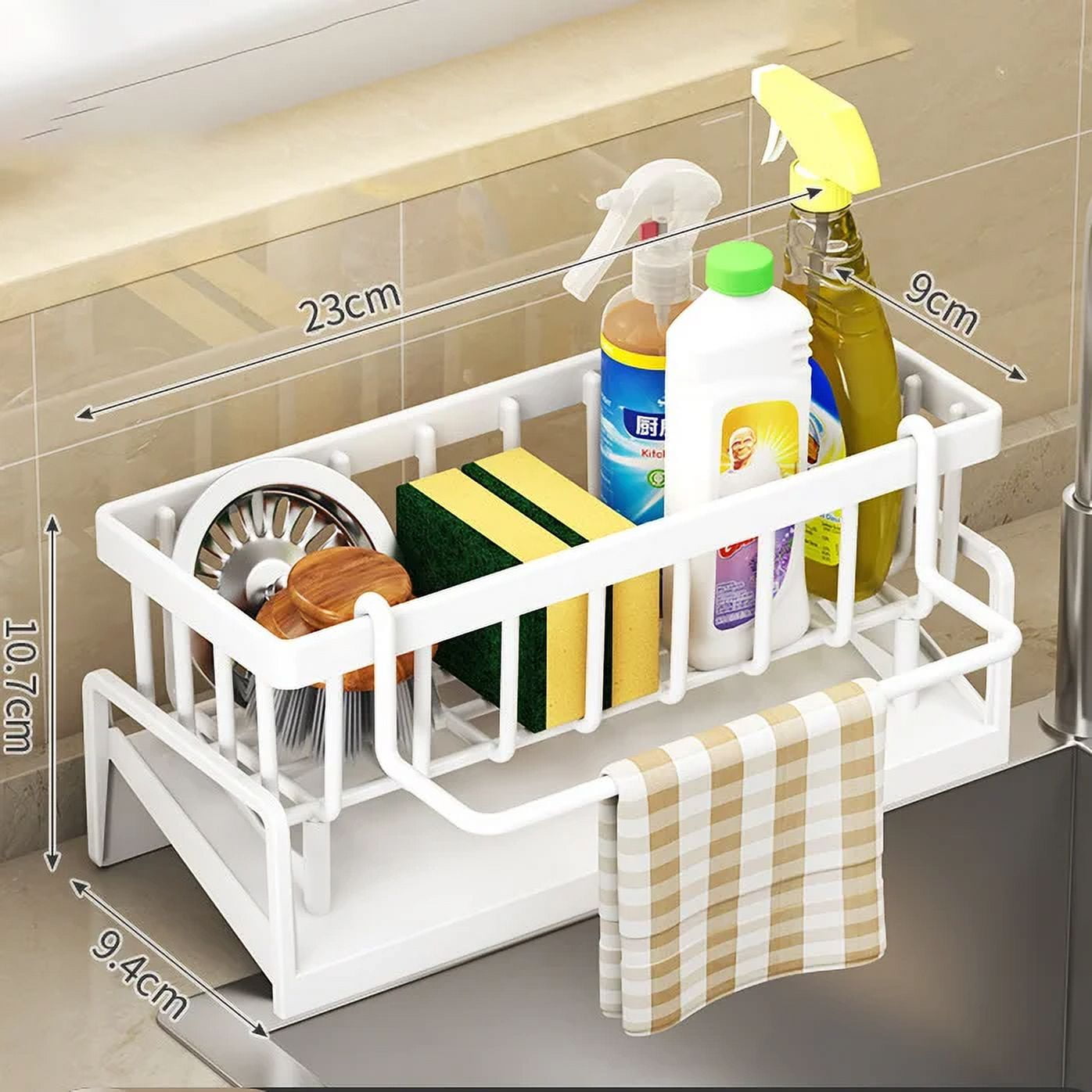 Kitchen Shelf Rag Storage Drainage Shelf No-Punch Storage Rack Home ...