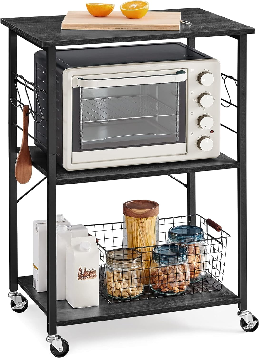 Kitchen Shelf on Wheels, Serving Cart with 3 Shelves, Kitchen Cart ...
