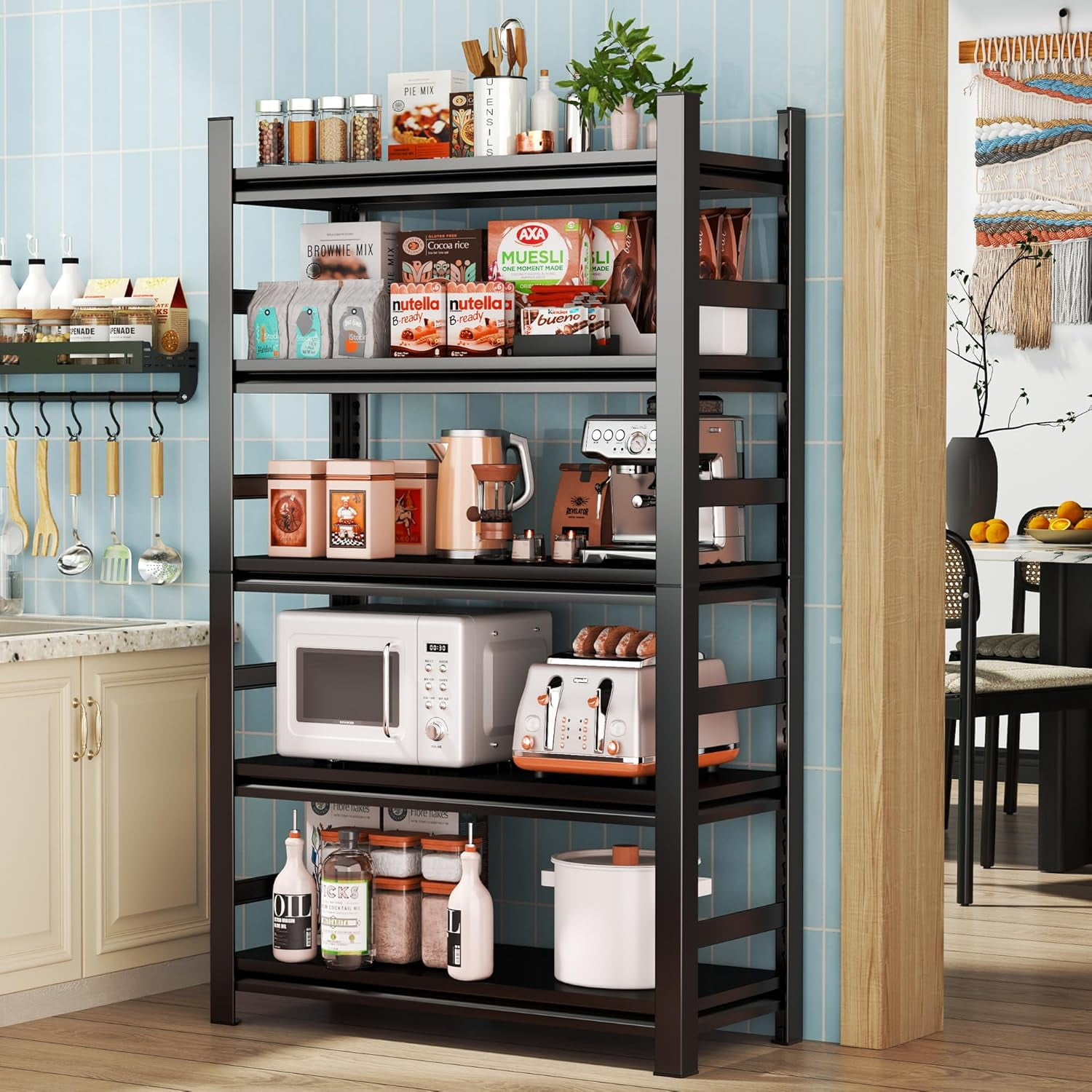 Kitchen Shelves 5 Tier Storage Shelving, Heavy Duty Adjustable Metal ...
