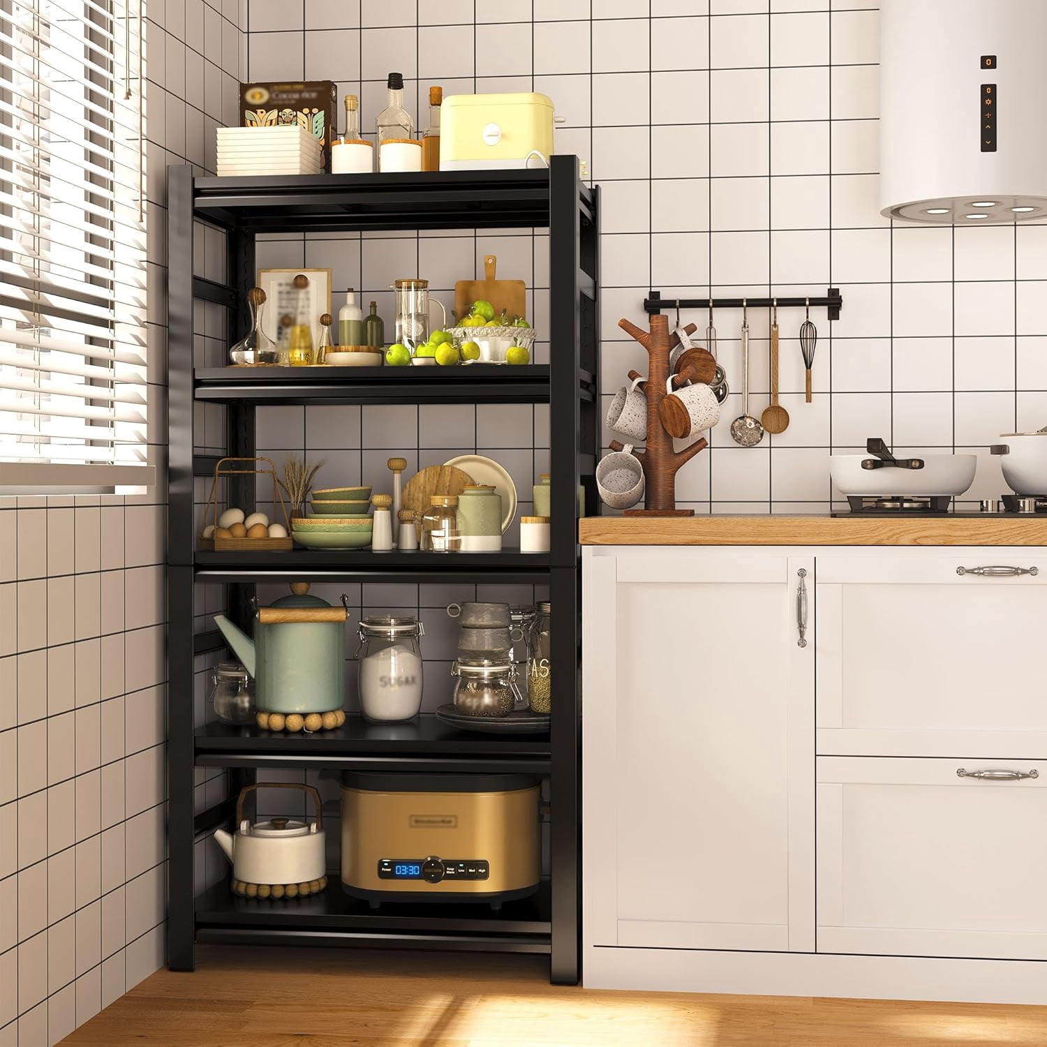 Kitchen Shelves 5 Tier Storage Shelving, Heavy Duty Adjustable Metal ...
