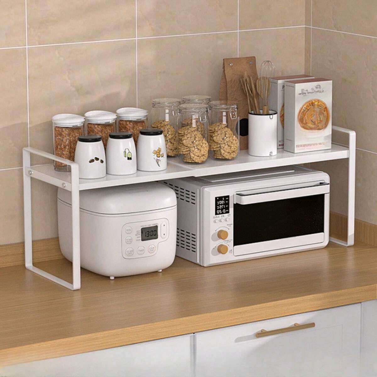 Kitchen Shelves Expandable Cabinet Tiered Storage Rack, Countertop ...