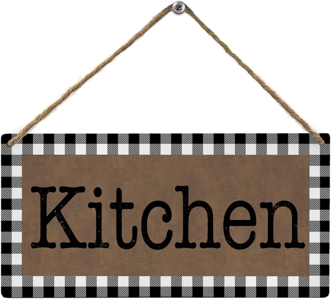 Kitchen Signs Wall Decor,Rustic Kitchen Buffalo Plaid Farmhouse Dining ...