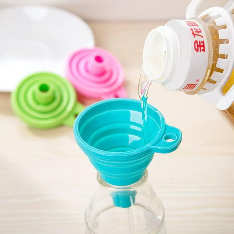 Kitchen Silicone Collapsible Funnel Set of 3, Small Flexible-Foldable ...