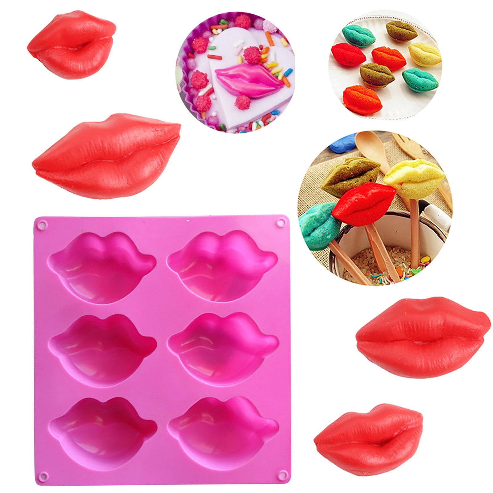 Kitchen Silicone Red for Chocolate Cake Lips Molds Wedding Large ...