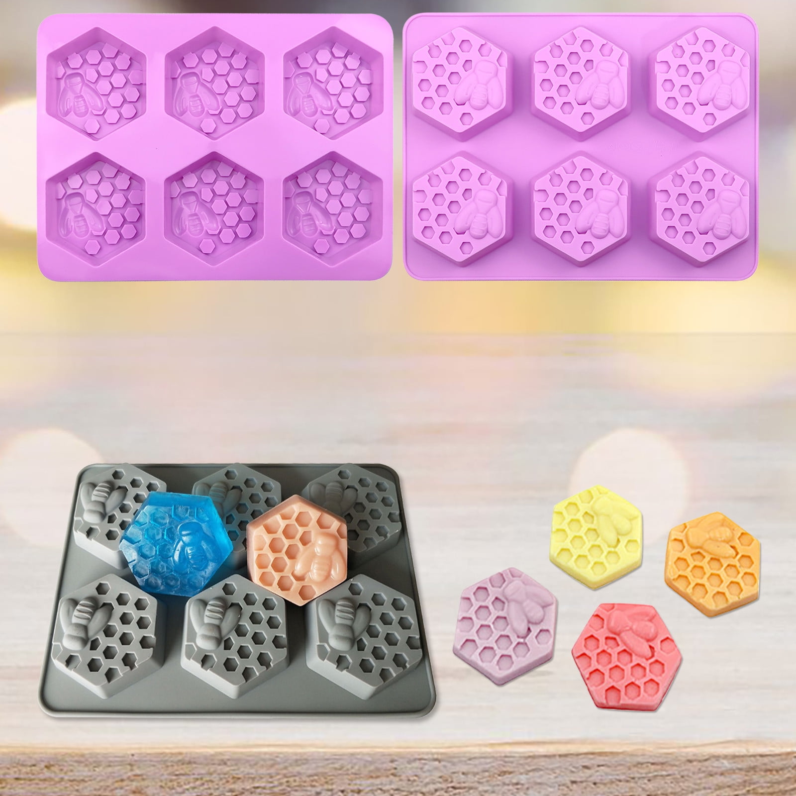 Kitchen Silicone Soap Honeybee Mold Cake Mould Chocolate Hole Diy Six ...